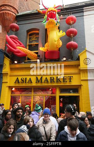 Dublin, Ireland - 09th February 2025 - a traditional Chinese lion dance ...