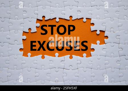 Stop excuses symbol. Concept words Stop excuses on white puzzle ...