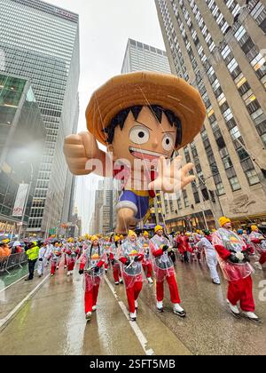 The Monkey D. Luffy balloon floats in the Macy's Thanksgiving Day ...