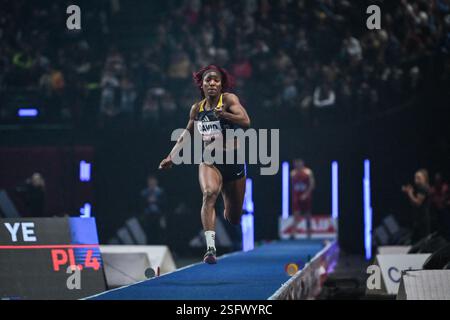 France's Yanis David competes in the women's long jump qualification ...