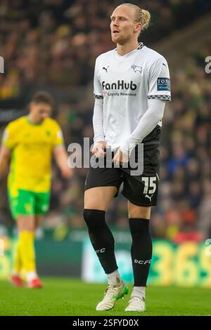 Lars-Jorgen Salvesen of Derby County reacts after a missed opportunity ...