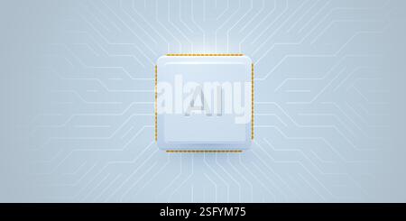 Circuit board technology background with brightly glowing AI chip Stock ...
