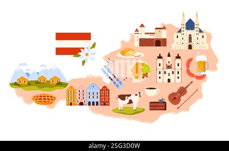 Travel to Austria, heritage landmarks and food, culture elements on ...