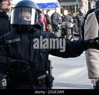 Hanover, Germany, February 8, 2025: German police officers wearing ...