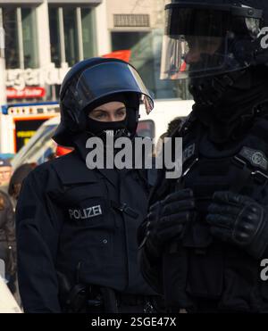 Hanover, Germany, February 8, 2025: German police officers wearing ...