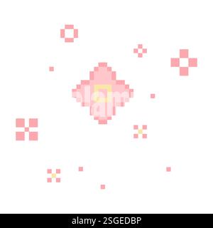 Sakura cherry pixel flower, floral japan 8 bit retro y2k plam. East ...