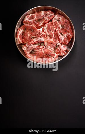 Freshly cut meat arranged in a casserole Stock Photo - Alamy