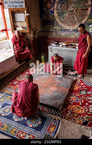 Thiksey Monastery, Ladakh, India, 2023. Buddhist monastery, inside the ...