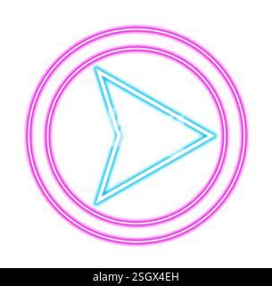 Neon pointer with arrow on white background Stock Photo - Alamy