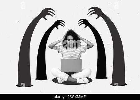 Photo of impressed young lady hands glasses look promotion wear jacket ...