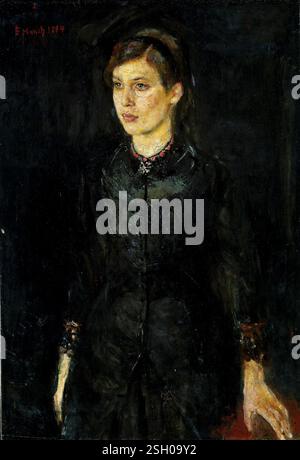 *Inger in Black* (1884) by Edvard Munch depicts a portrait of Inger ...