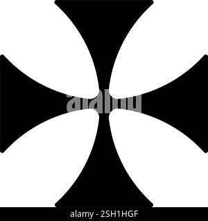 Maltese cross icon, Christian cross symbol, outline shape Stock Vector ...