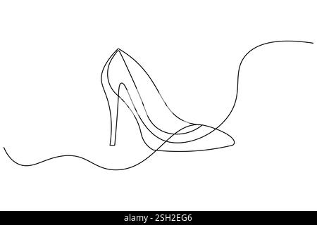 High heel shoes one line art drawing and minimalist style isolate ...