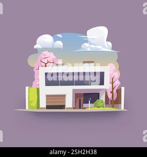 cartoon modern luxury house at sunny day Stock Vector Image & Art - Alamy
