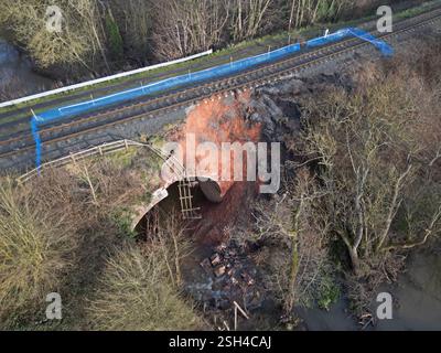 Drone view of the January 2025 major landslip and embankment collapse ...