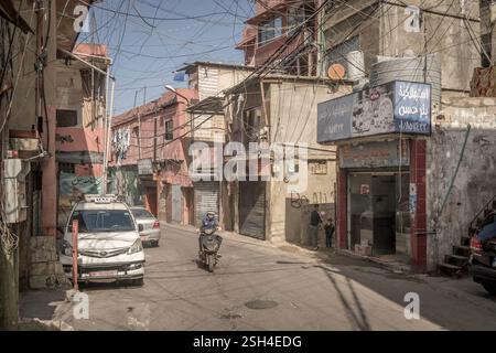 The slums neighborhood of Shatila refugee camp, southern Lebanon, with ...