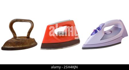 Three different irons over white Stock Photo - Alamy
