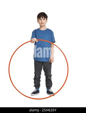 Boy with hula hoop on white background Stock Photo - Alamy
