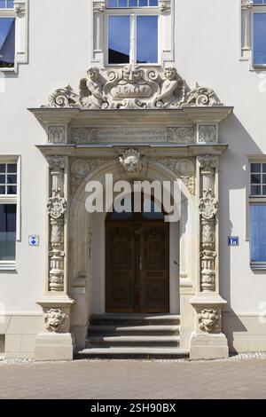 Seidemannhaus in the city centre of Taucha, Saxony, Germany, Europe ...