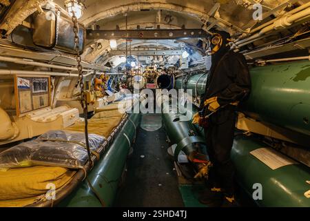 Inside old diesel military submarine Stock Photo - Alamy