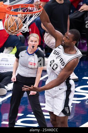 San Antonio Spurs forward Harrison Ingram (55) takes the ball up court ...