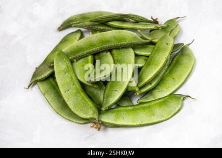 pile of hyacinth bean, lablab purpureus, also known as valor papdi ...