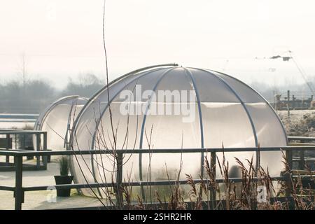 Plastic dining dome in winter Stock Photo - Alamy