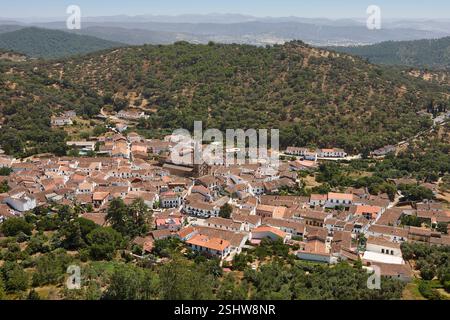 Traditional andalusian village of Alajar from Arias Montano viewpoint ...