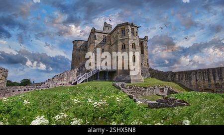 Photo of the picturesque medieval Warkworth Castle, 1157–1164, sited ...