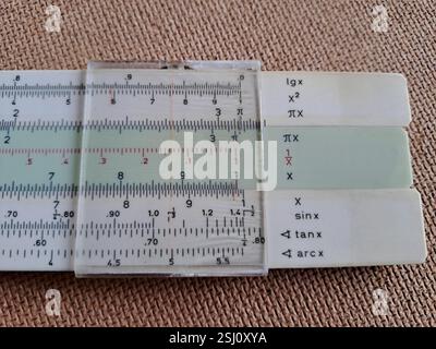 Slide rule old manual tool for calculation, banner format Stock Photo ...