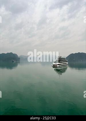 Mysterious Beauty of Ha Long Bay Under a Gray Sky Stock Photo - Alamy
