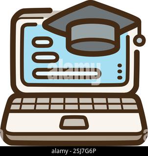 online education computer cartoon vector illustration graphic design ...