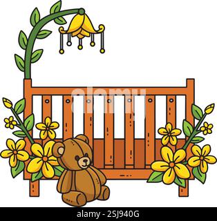Baby Shower Crib Cartoon Colored Clipart Stock Vector Image & Art - Alamy