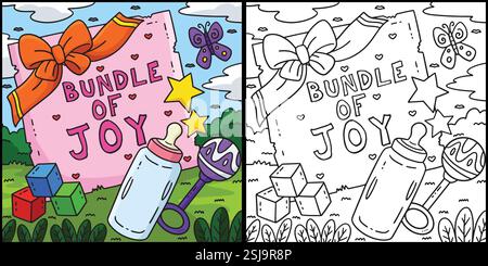 Baby Shower Bundle of Joy Coloring Page for Kids Stock Vector Image ...