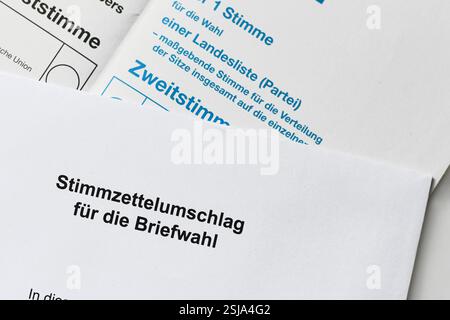 Germany - February 2025: Envelope for postal voting and ballot paper ...
