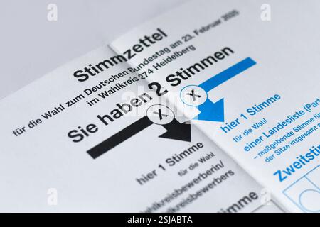 Germany - February 2025: Close up of ballot paper for German federal ...