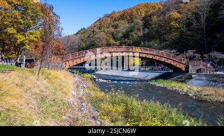 Kiso-no-Ohashi Bridge at Narai Old Post Town, Japan Stock Photo - Alamy