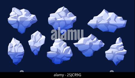 Cartoon iceberg background. Iceberg underwater view. Vector Stock ...