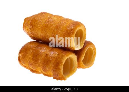 puff pastry tubes isolated on white background Stock Photo - Alamy