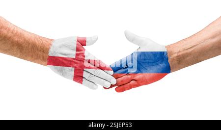 Soccer teams - Handshake between Russia and Wales Stock Photo - Alamy