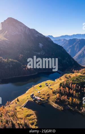 Aerial view of Lago Piano Casere, Lago Marcio and Lago del Becco in ...