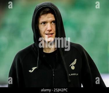 Ante Crnac of Norwich City arrives before the Sky Bet Championship ...
