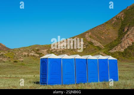 free public toilet in the field. bio toilets for a crowded event Stock ...