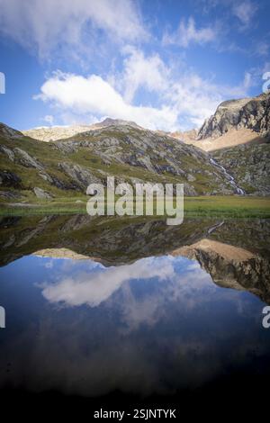 Small alpine lake with perfect reflections Stock Photo - Alamy