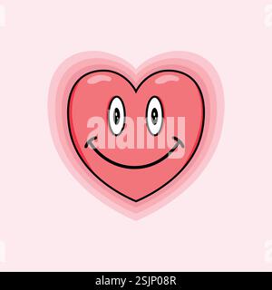 Cute vector red heart smiling Stock Vector Image & Art - Alamy