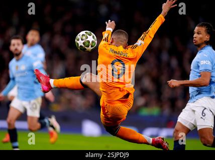 Real Madrid's Kylian Mbappe scores their side's second goal of the game ...