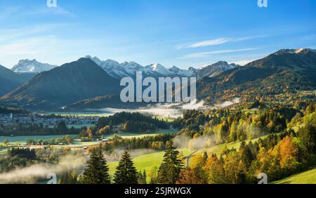 Panoramic view to the mountains near Oberstdorf, Riefenkopf 1748m and ...