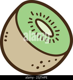 cut kiwi fruit line icon vector illustration Stock Vector Image & Art ...
