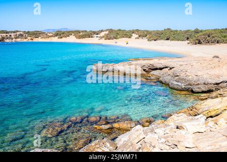 Idyllic Alyko beach with sand and azure sea, Naxos island, Cyclades ...