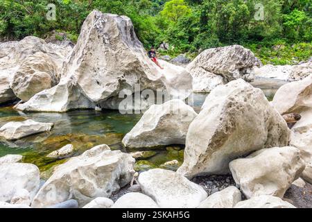 Stunning rock formations polished by the flowing current of Madalag ...